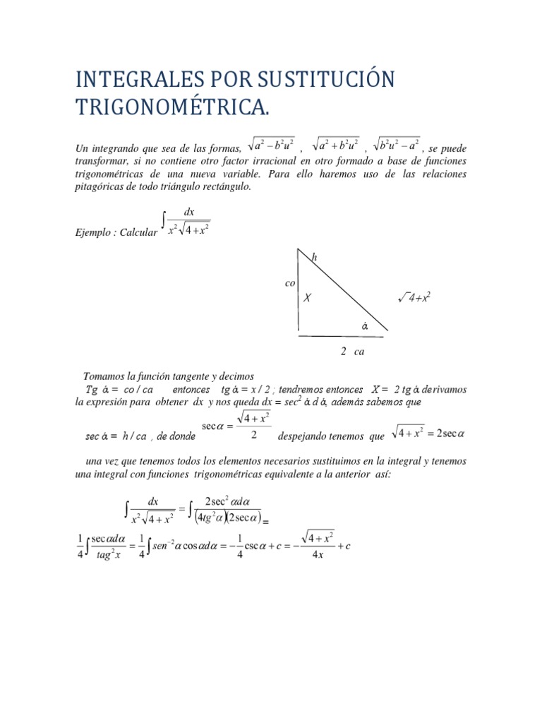 Integrales Por Sustitución Trigonométrica | PDF
