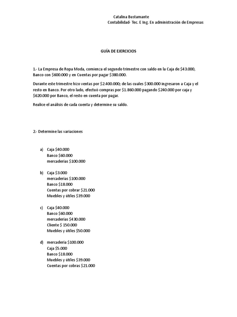 Guia Ejercicios Contabilidad | PDF