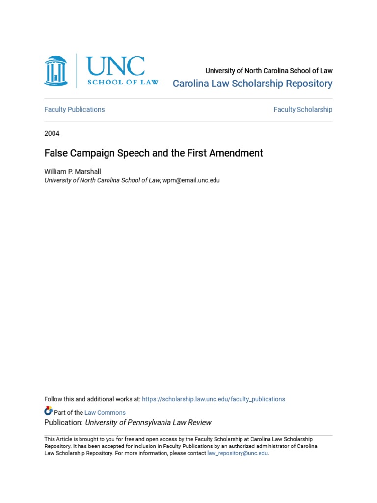 False Campaign Speech and The First Amendment | PDF | First Amendment ...