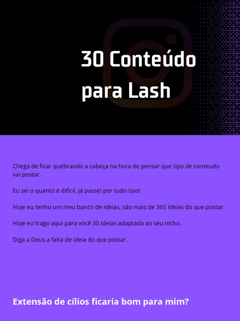 30 Ideias de Post para Lash | PDF
