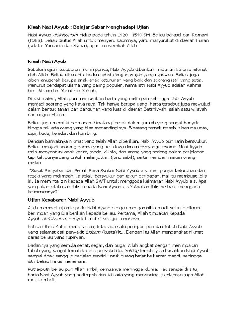 Kisah Nabi Ayyub | PDF | Agama & Spiritualitas