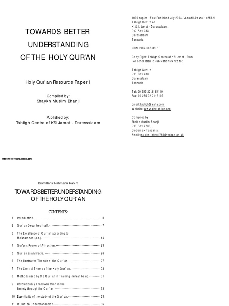 Better Understanding of Holy Quran | PDF | Cultural Anthropology | Quran