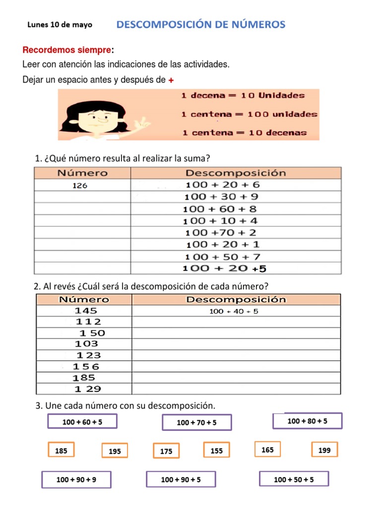 Ejercicios de descomposición numérica | PDF