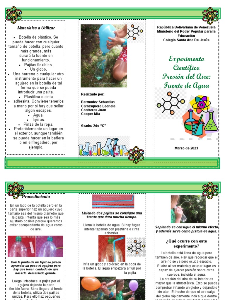 Triptico Experimento | PDF | Presión | Ciencias fisicas