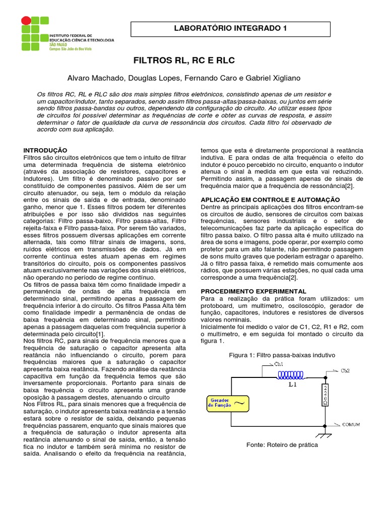 Filtros RL RC e RLC | PDF | Rede elétrica | Indutor
