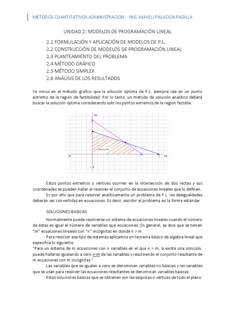 Programación Lineal: Método Simplex | PDF | Ecuaciones | Análisis ...