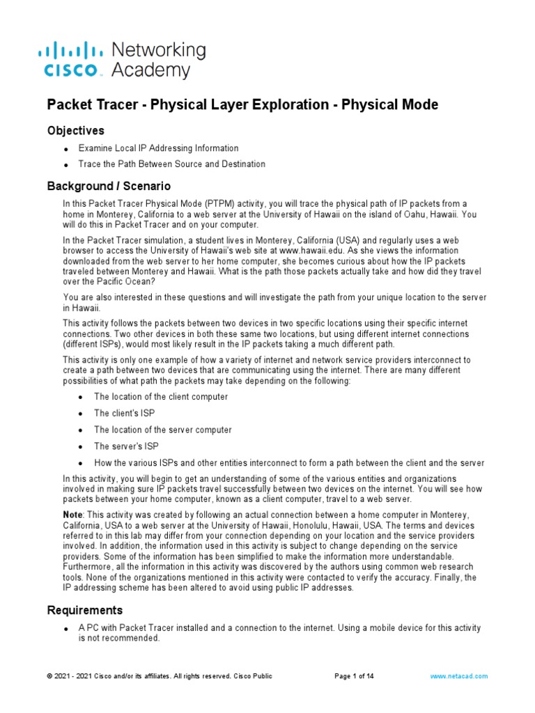 4 7 1 Packet Tracer Physical Layer Exploration Physical Mode Pdf