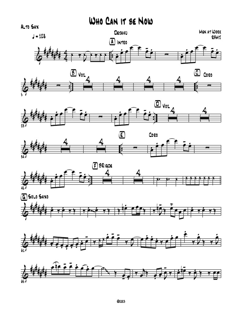 Who Can It Be Now - Alto Sax | PDF