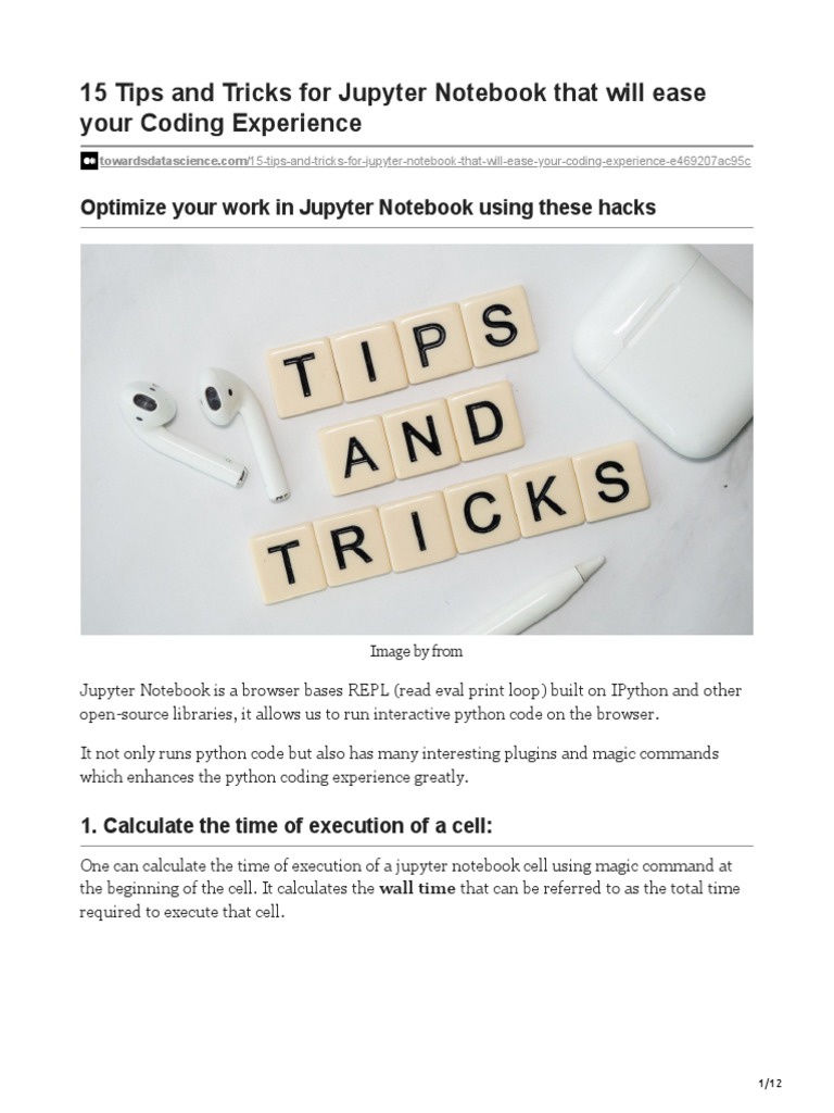15 Tips And Tricks Jupyter Notebook Pdf Python Programming Language Computer Keyboard