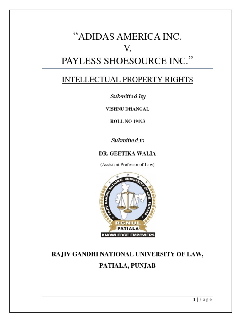 IPR Case Comment - ADIDAS AMERICA V PAYLESS SHOESOURCE | PDF ...