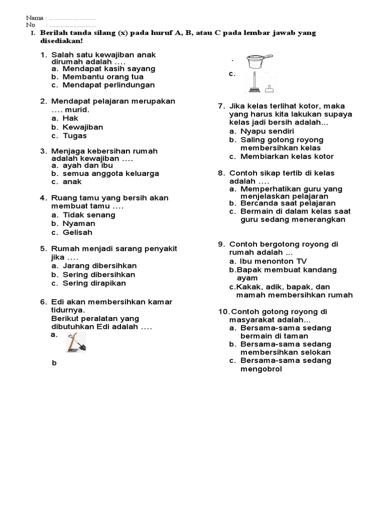 Soal STS 2 PPKN Kelas 1 | PDF