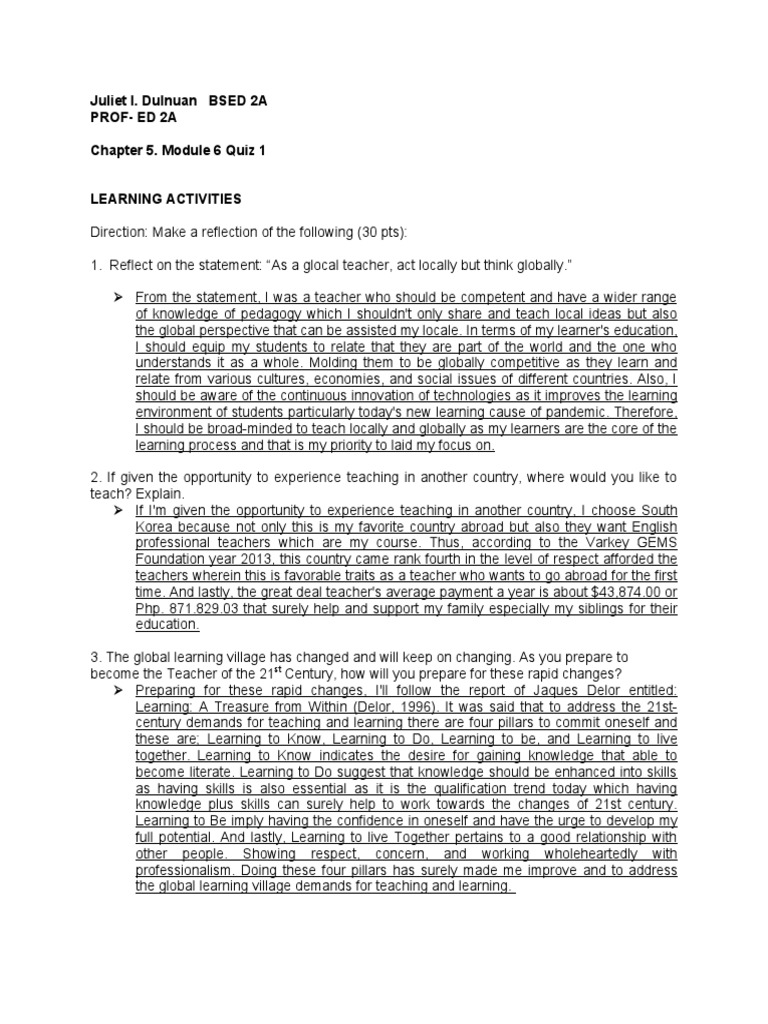 Chapter 5. Module 6 Learning Activity | PDF | Learning | Teachers