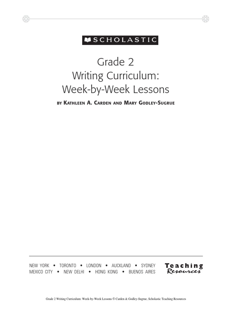 Grade 2 Writing Curriculum: Week-by-Week Lessons: K A. C M G - S | PDF ...