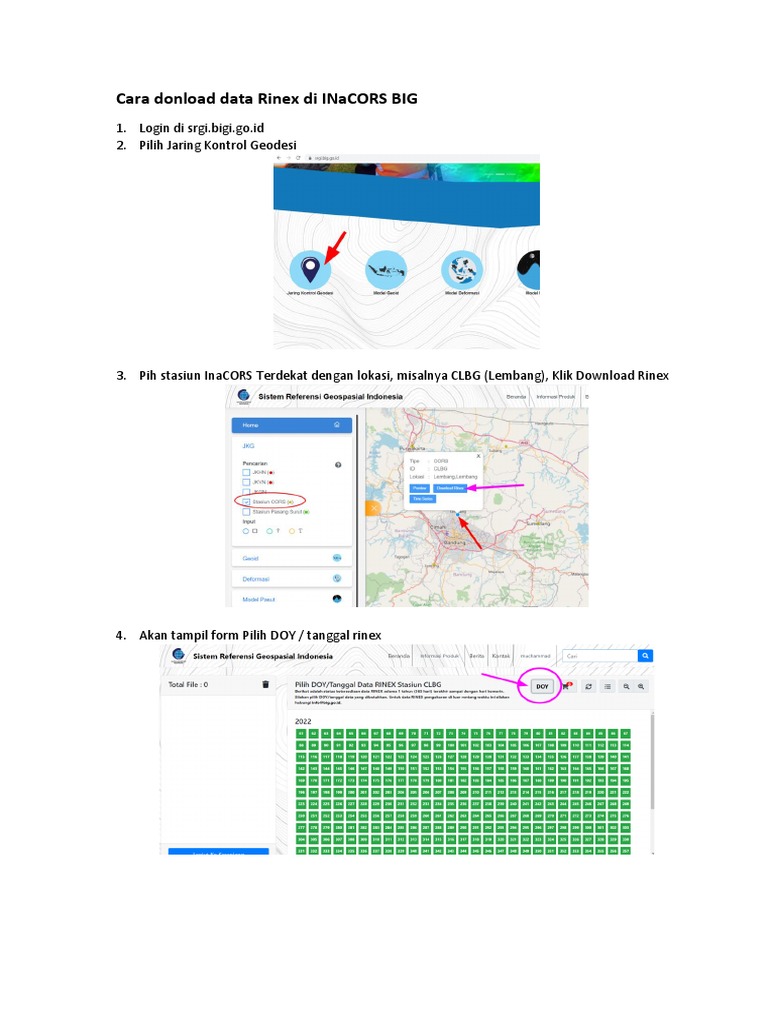 Tutorial Download Data Rinex Di INaCORS BIG | PDF