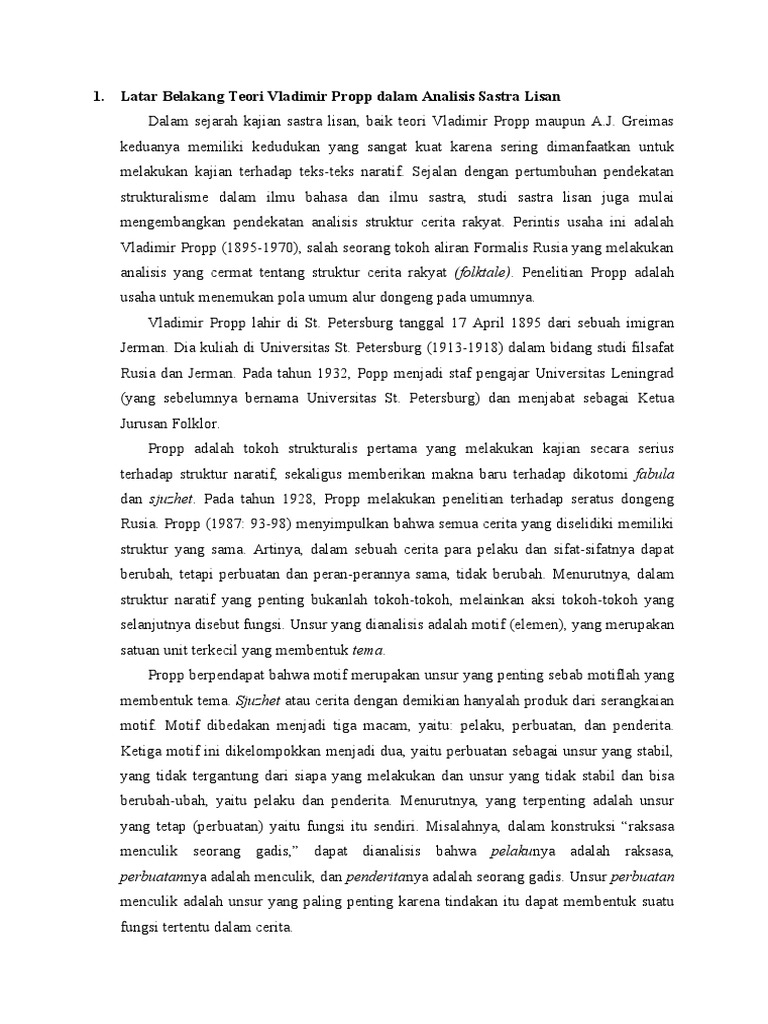 Teori Struktur Naratif Propp | PDF