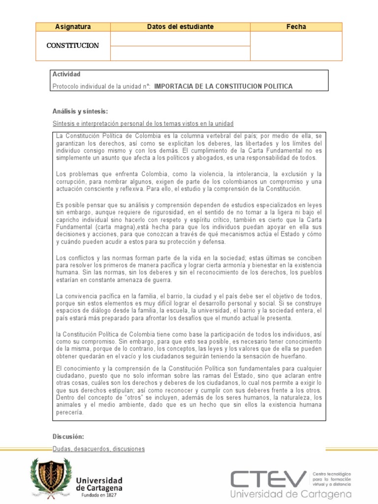 Plantilla Protocolo Individual Constitucion | PDF | Constitución | Derechos