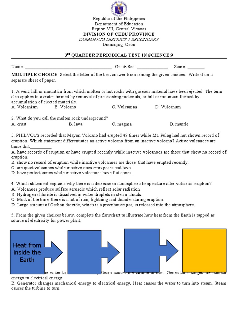 3rd Quarter-TQ-Science9 | PDF | Volcano | Types Of Volcanic Eruptions