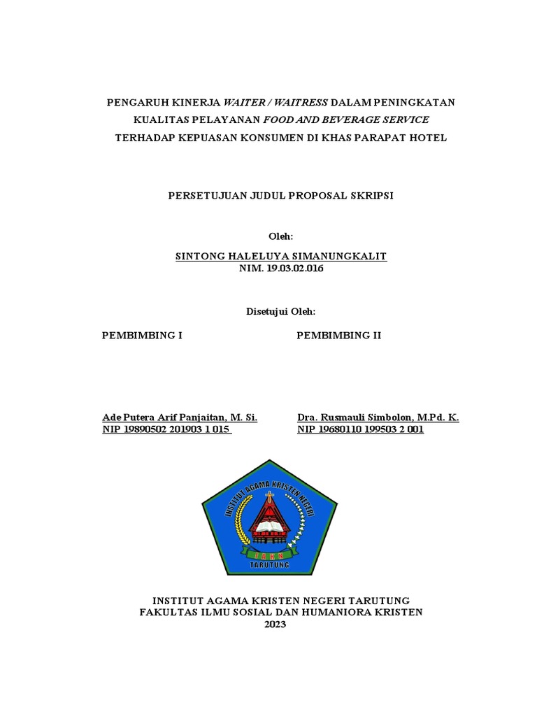 Lembar Pengesahan Proposal Skripsi | PDF