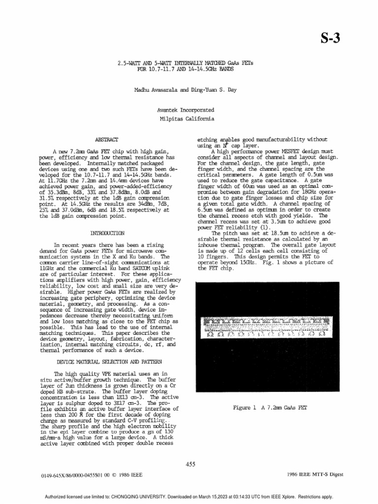 GaAs FETs for Microwave Applications | PDF | Field Effect Transistor ...