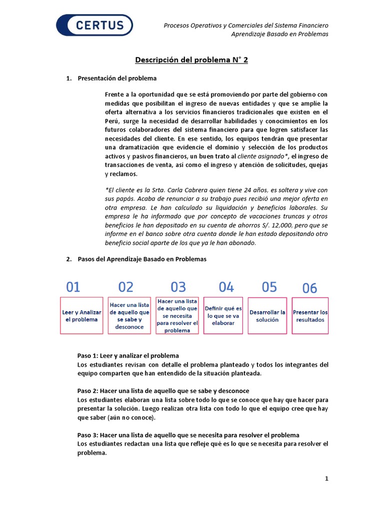 Descripción del Problema 2 (1) | PDF | Aprendizaje | Sistema financiero