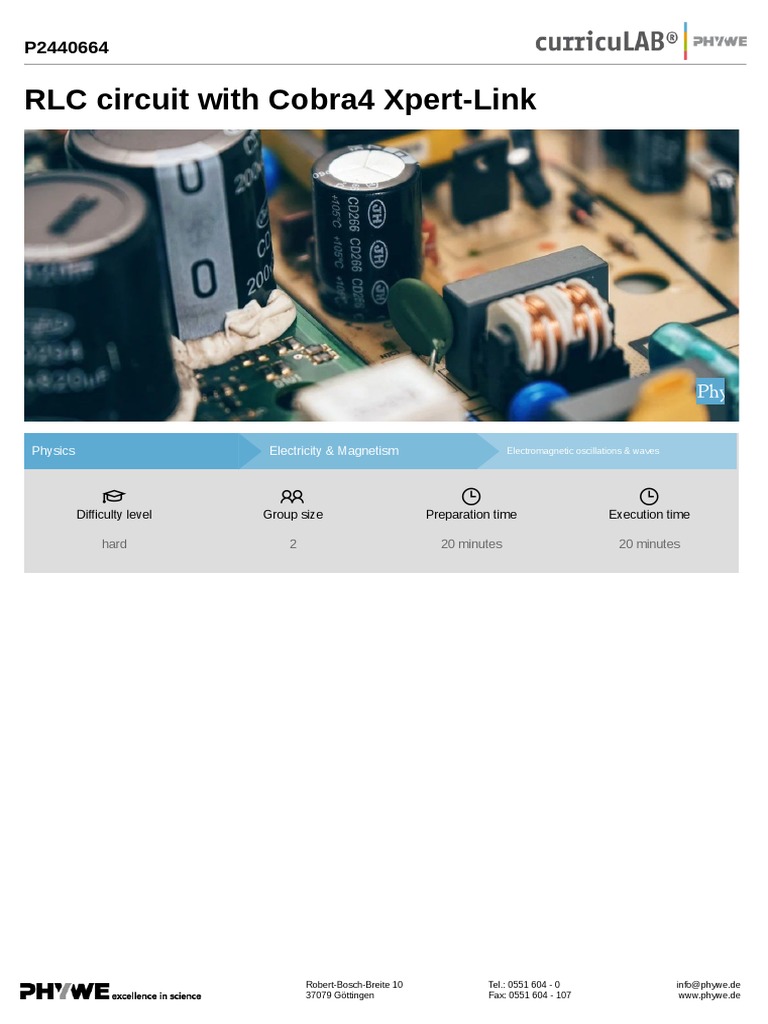 RLC Circuit With Cobra4 Xpert-Link: Difficulty Level Group Size ...