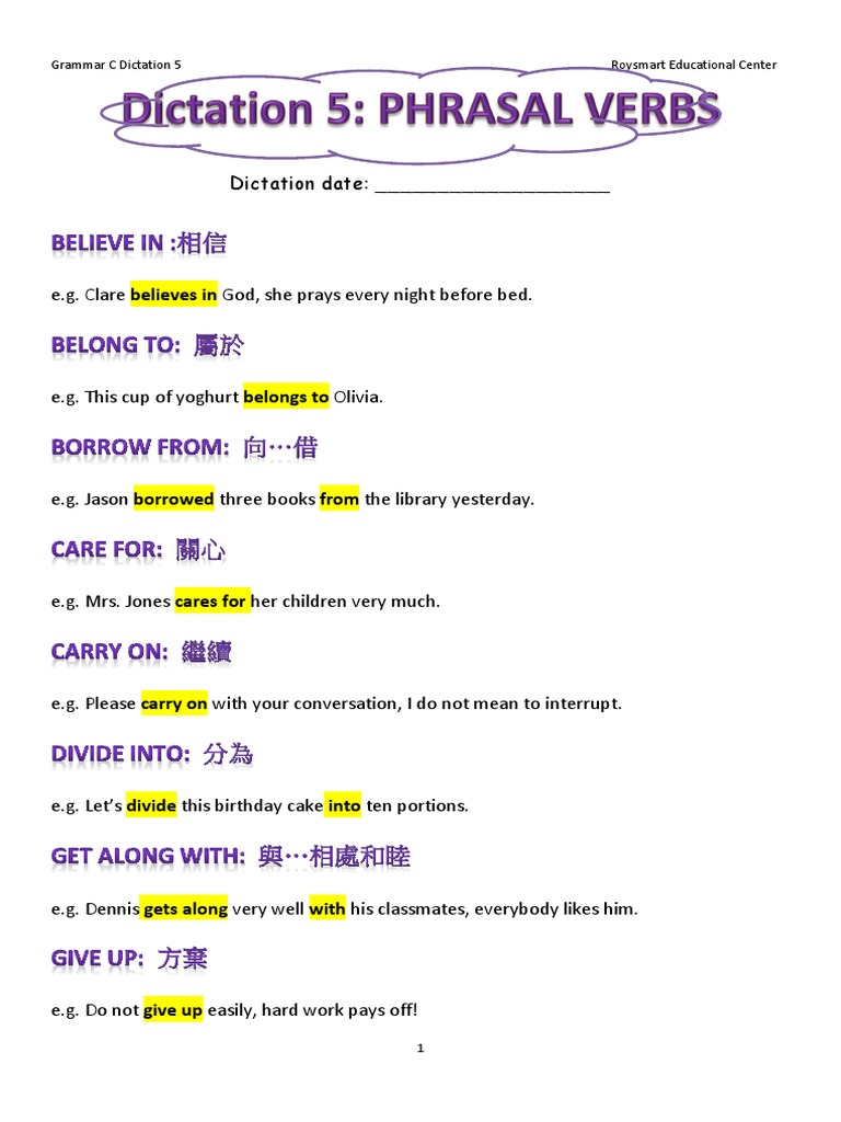 Dictation 5 Phrasal Verbs | PDF