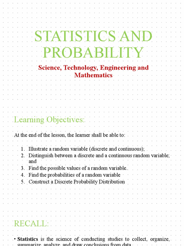 Statistics and Probability: Science, Technology, Engineering and ...