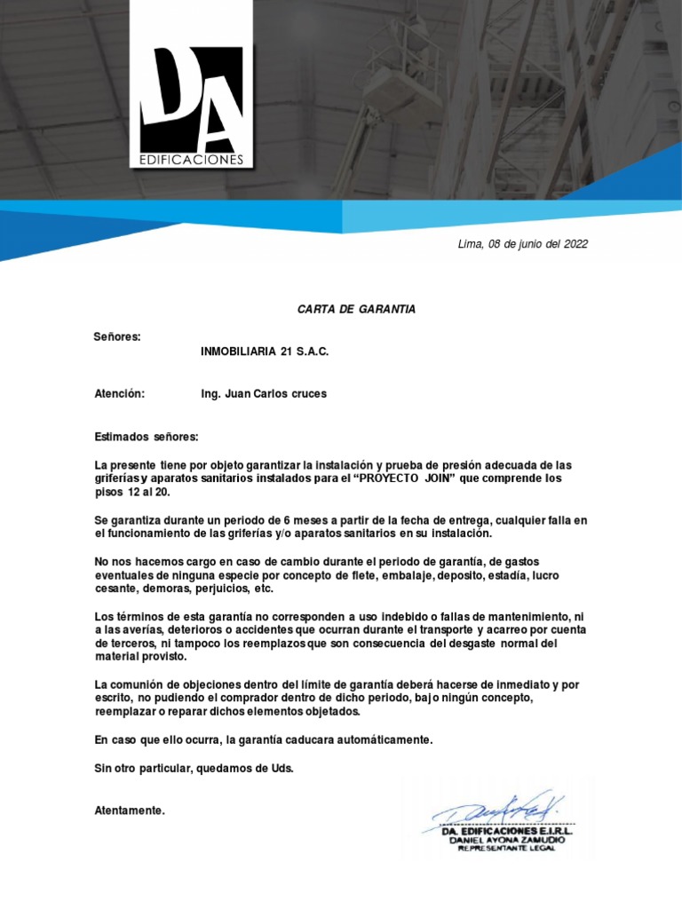 Carta de Garantia | PDF
