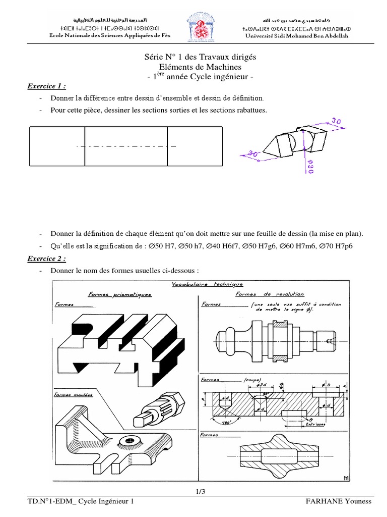 Exercices - Serie 1 - Elts de Machines CI1 2022 - 2023 | PDF Exercices - Serie 1 - Elts de Machines CI1 2022 - 2023 | PDF