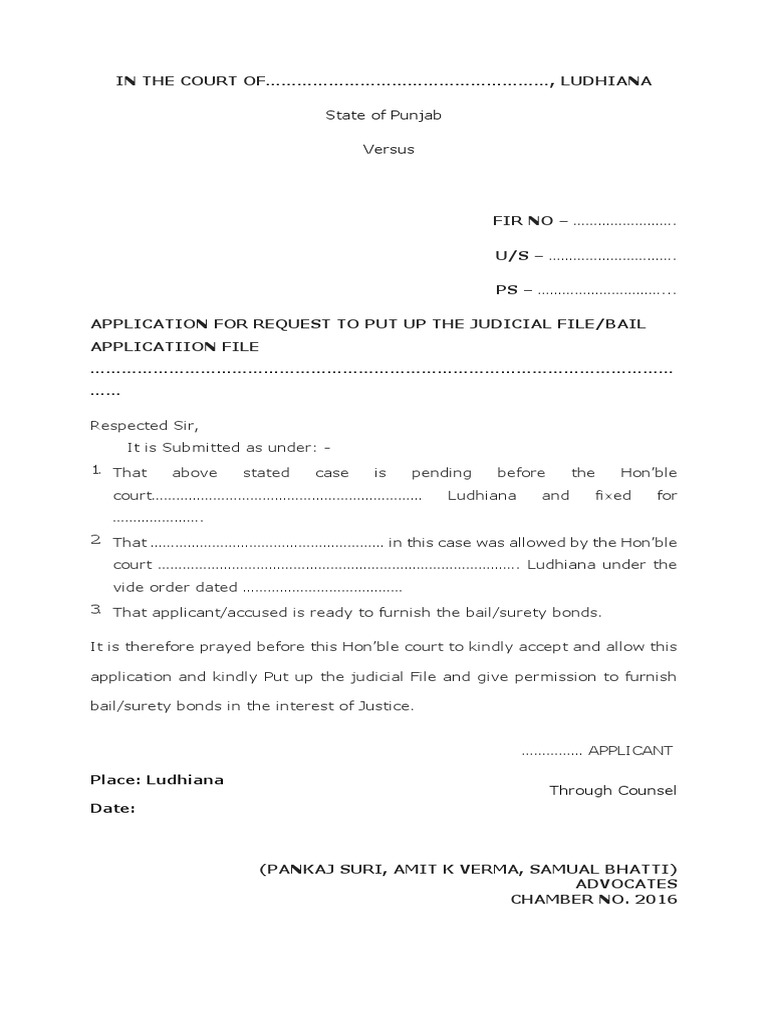 Bail File Put Up Format | PDF