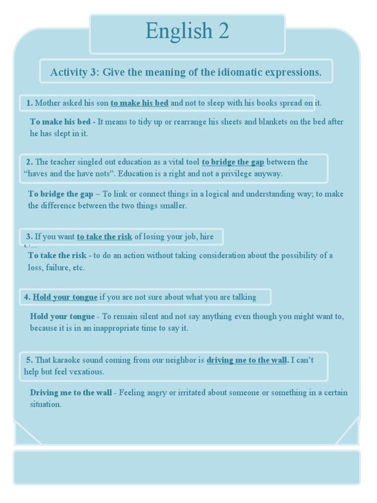 Activity 3 English 2 | PDF