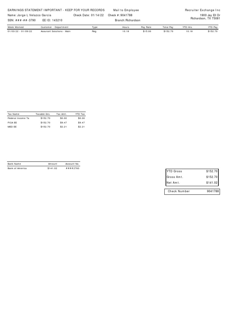 PayStub number 1 | PDF