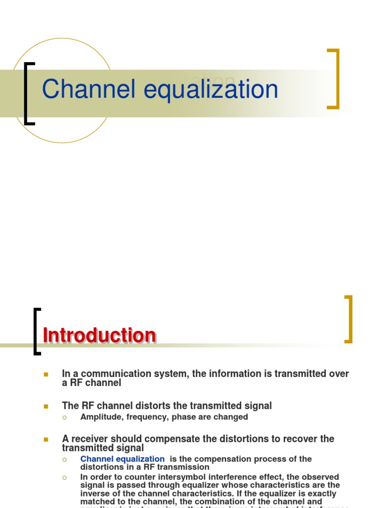 Understanding Channel Equalization Techniques | PDF | Filter (Signal Processing) | Equalization ...