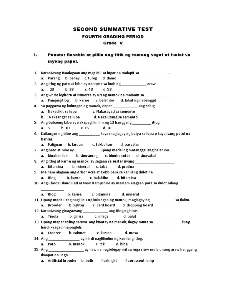 Second Summative Test Pdf 4510