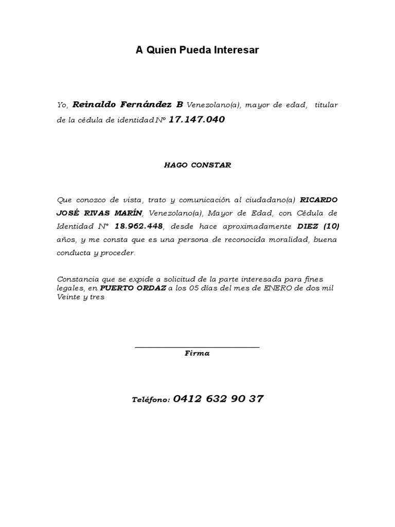 A Quien Pueda Interesar | PDF