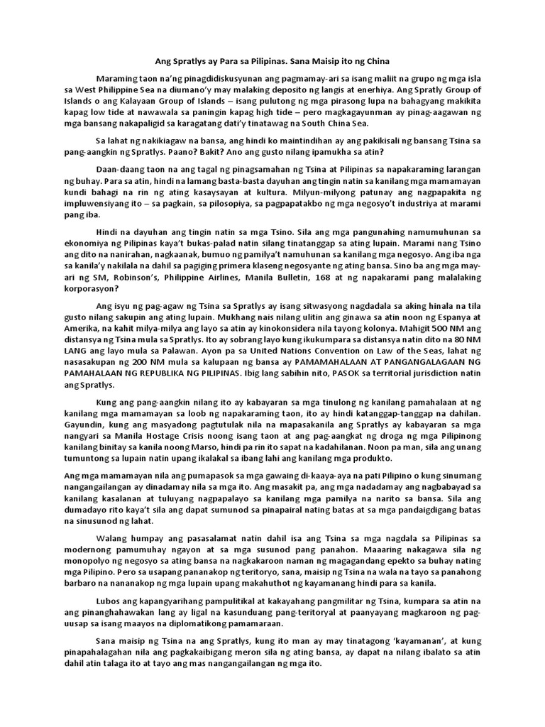 Ang Spratlys Ay para Sa Pilipinas | PDF