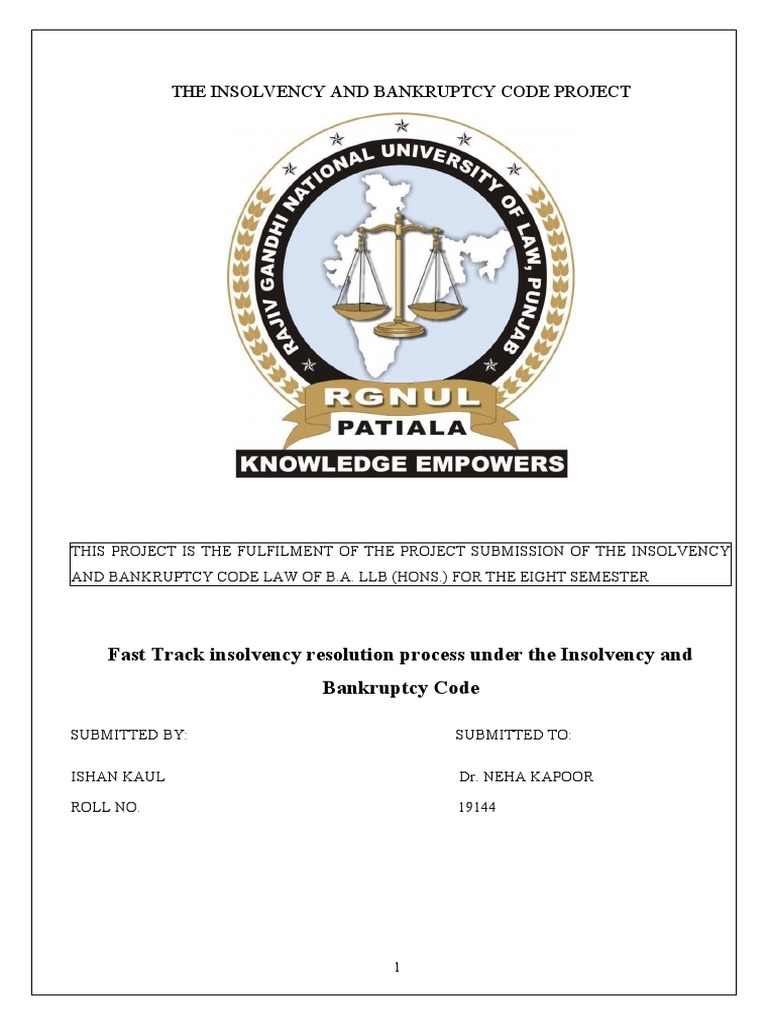 IBC Project | PDF | Bankruptcy | Insolvency