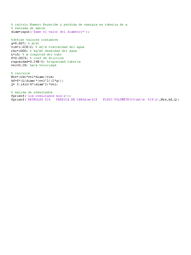 Ejemplo Programa en Matlab | PDF