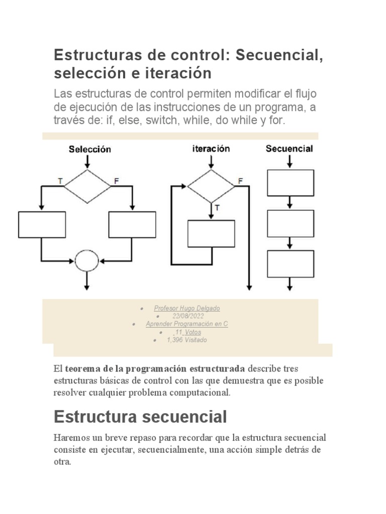 Estructuras de control en C: Secuencial, selección e iteración | PDF ...