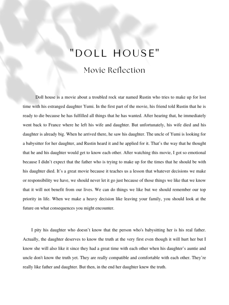 "Doll House": Movie Reflection | PDF | Language Arts & Discipline ...