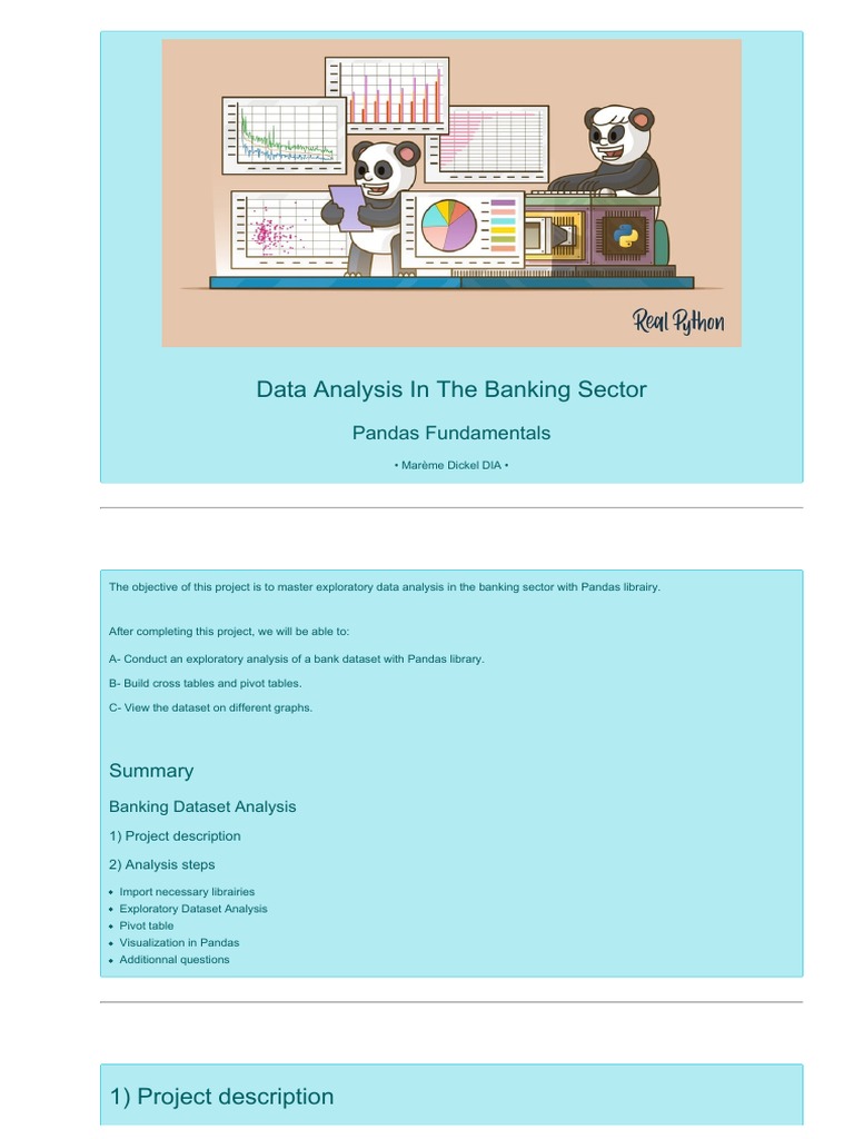 Data Analysis in The Banking Sector: Pandas Fundamentals | PDF | Business