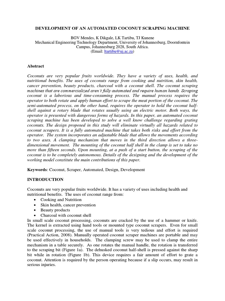Reference2 - Development of An Automated Coconut Scraping Machine | PDF ...