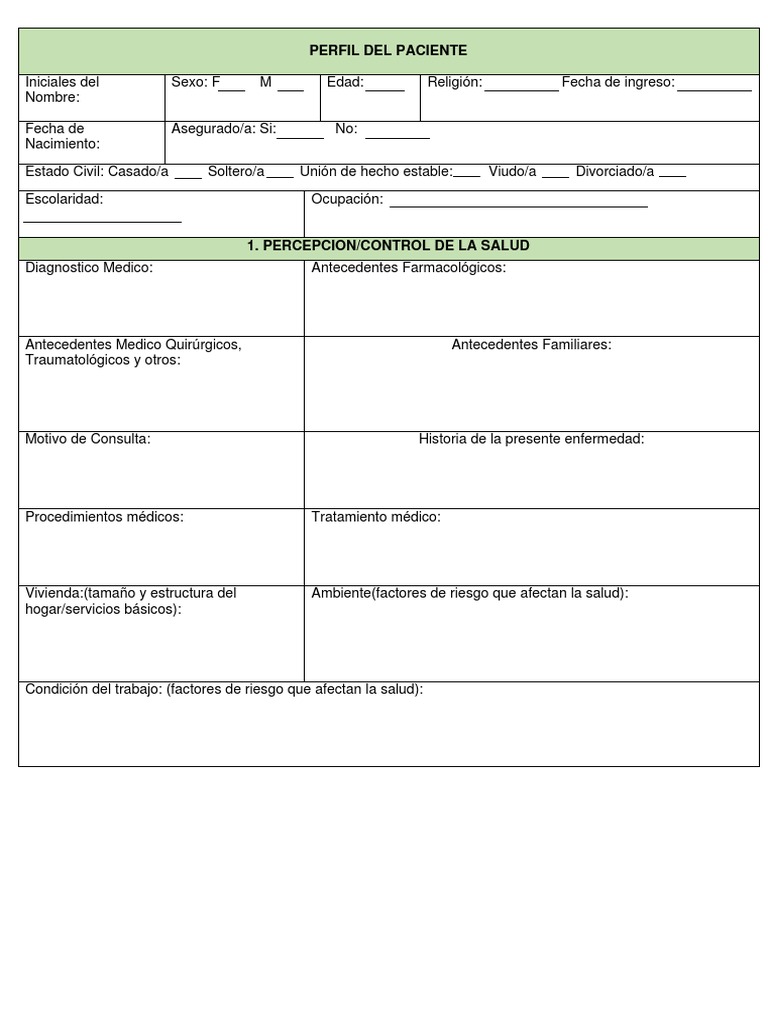 Perfil Del Paciente 11 Patrones | PDF | Dormir | Diarrea