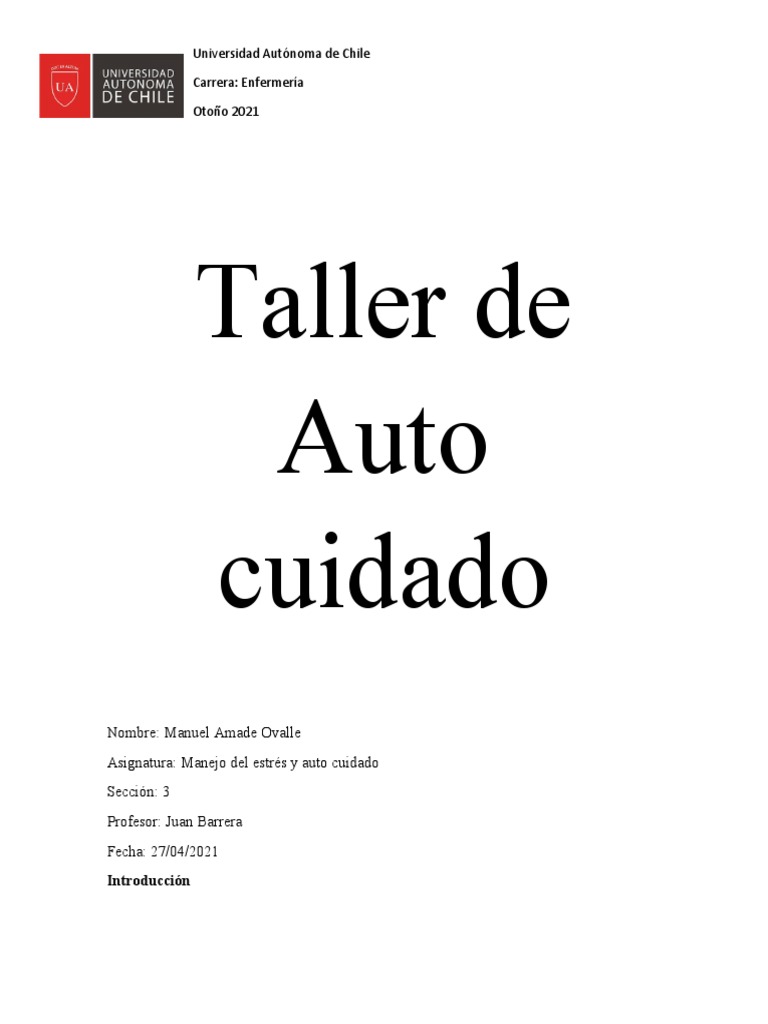 Taller Autocuidado Evaluación n1 | PDF | Estrés (biología) | Sicología