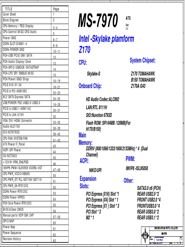 Intel - Skylake Plamform Z170: System Chipset: Cpu | PDF | Computer ...