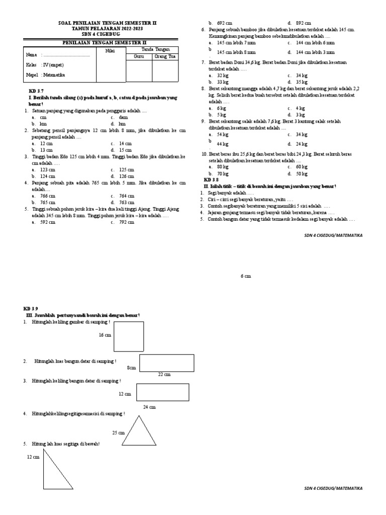 PTS MATEMATIKA KELAS 4 SD | PDF