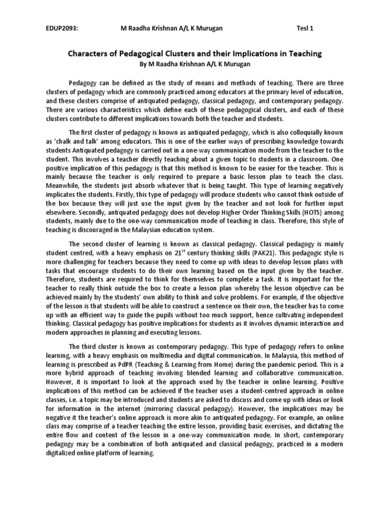 Pedagogical Clusters in Education | PDF | Teachers | Pedagogy