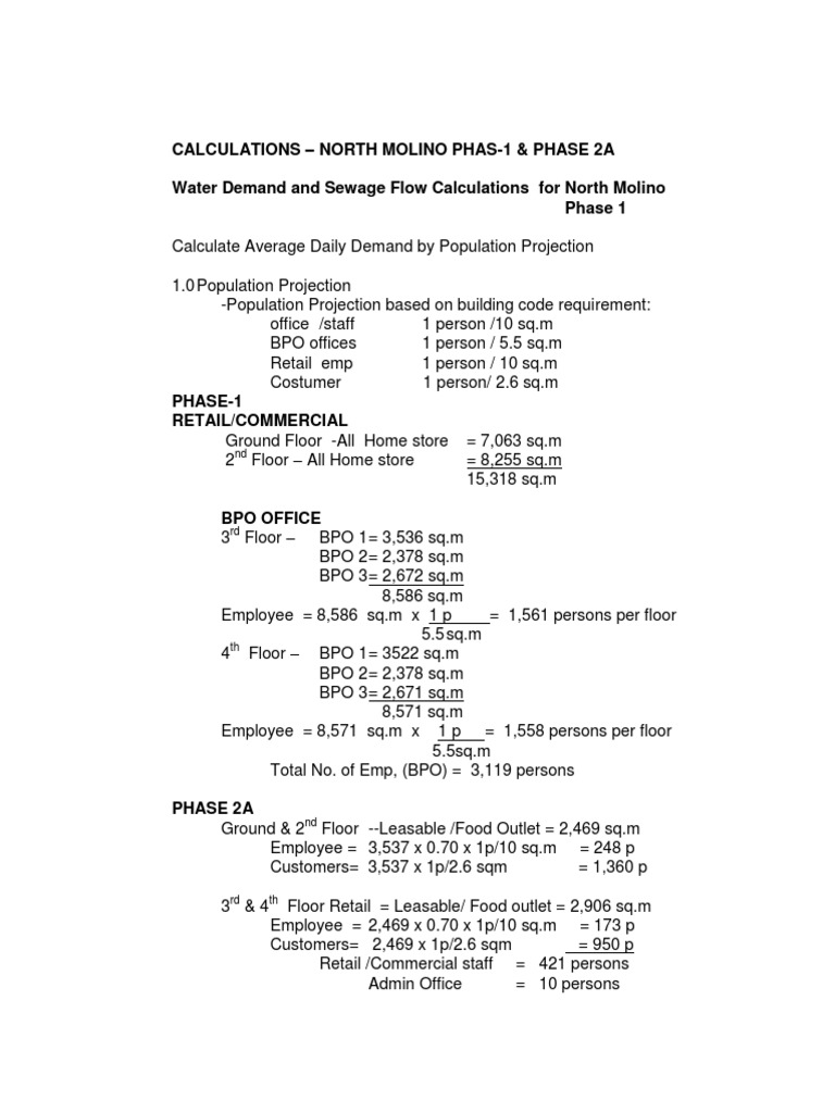 Plumbing Design Calculation - North - Molino - PH1 - 5jun2017 | PDF ...