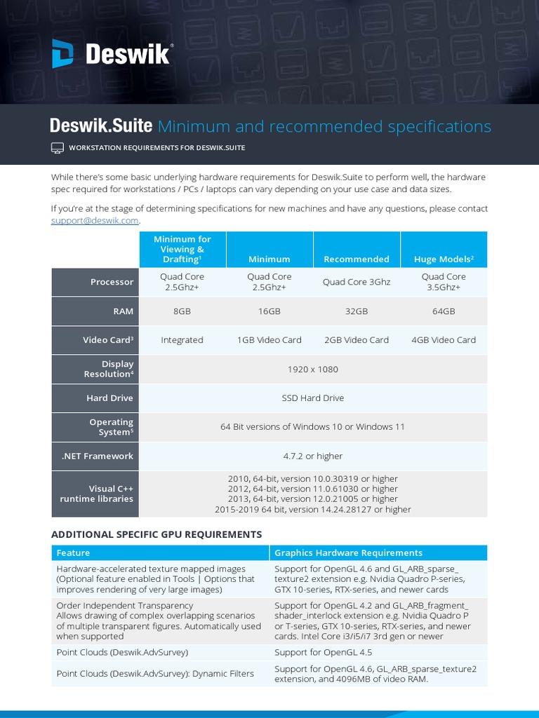 Deswik - Suite Minimum and Recommended Specs 1 | PDF | Graphics Processing Unit | Computer ...