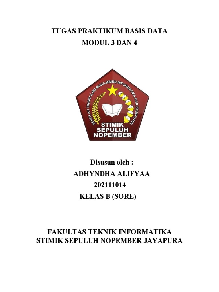 Tugas Praktikum Basis Data Modul 3 Dan 4 | PDF | Metode & Bahan Ajar | Komputer